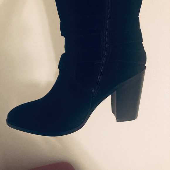 JustFab | Shoes | Black Boots Wide Calf With Heel | Poshmark